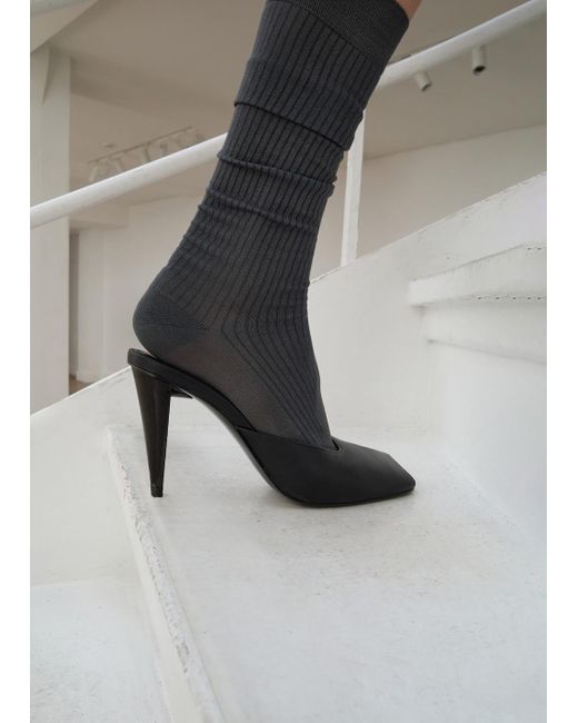 Mango Open-Toe Leather Shoes in Grey | Lyst UK