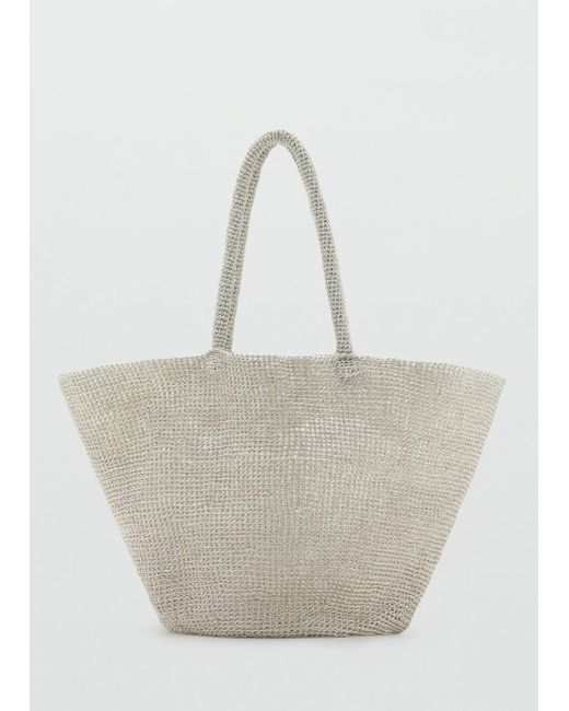 Mango Mesh Shopper Bag in Green | Lyst