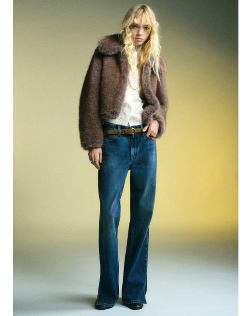Mango Faux-Fur Cropped Jacket in Yellow | Lyst UK