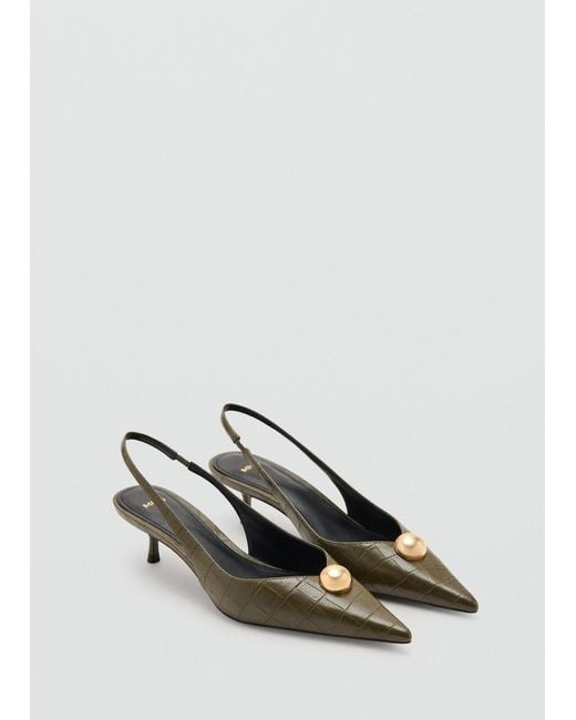 Mango Croc-Effect Leather Shoes in Green | Lyst UK