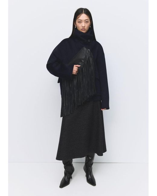 Mango Wool Funnel-Neck Coat in Blue | Lyst UK