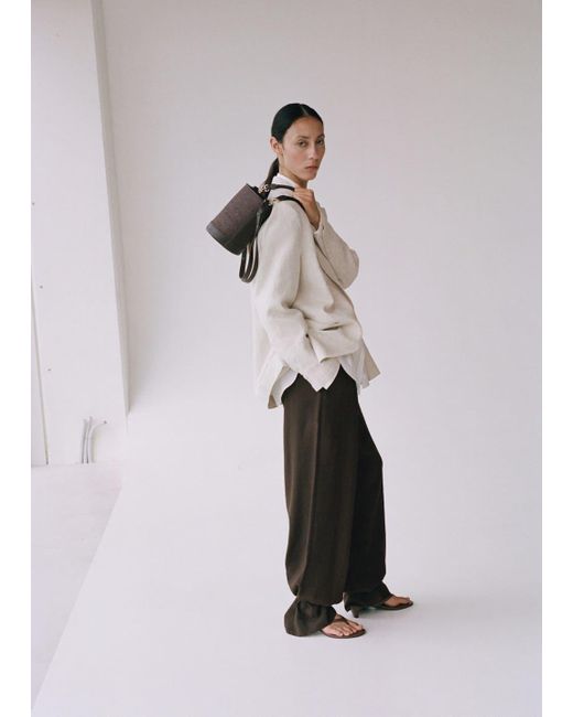 Mango Small Raffia Bucket Bag in Brown | Lyst