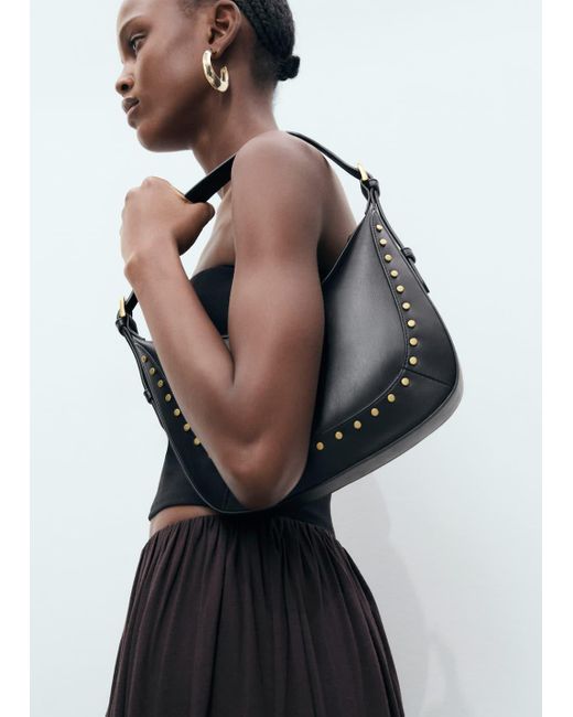 Mango Small Studded Shoulder Bag in Gray | Lyst