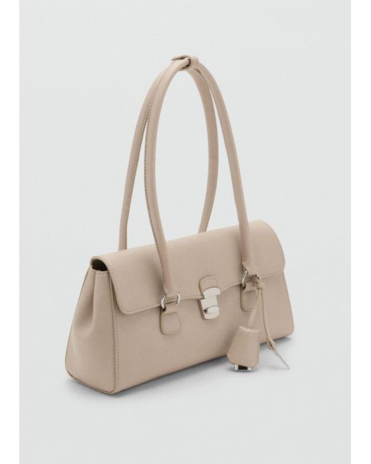 Mango City Shoulder Bag With Flap in Natural | Lyst