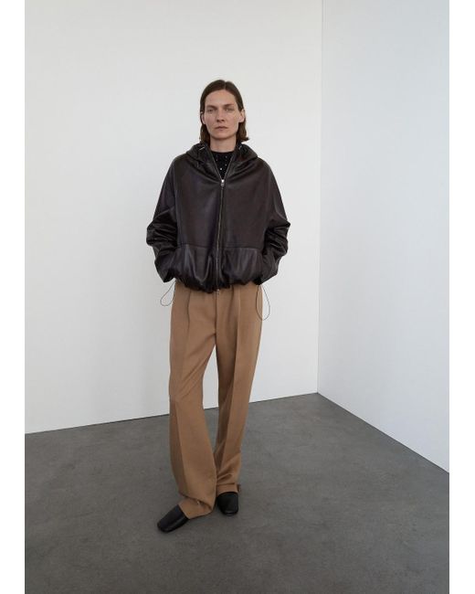 Mango 100% Leather Jacket With Hood in Brown | Lyst UK