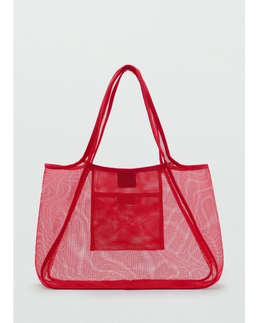 Mango Mesh Shopper Bag in Green | Lyst
