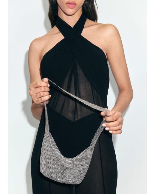 Mango Metal Mesh Shoulder Bag in Blue | Lyst