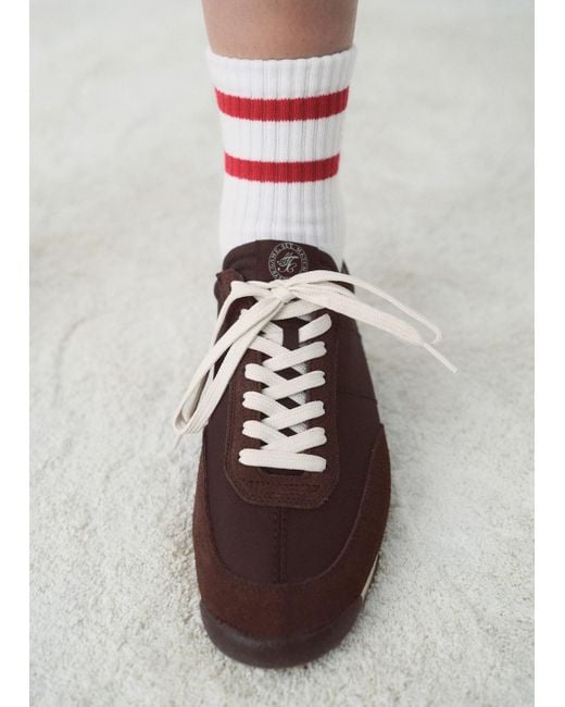 Mango Trainers With Contrasting Stripe And Suede Panels in White | Lyst UK