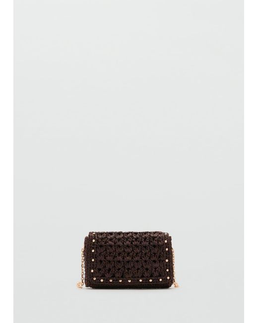 Mango Mini Natural Fibre Crossbody Bag in White | Lyst