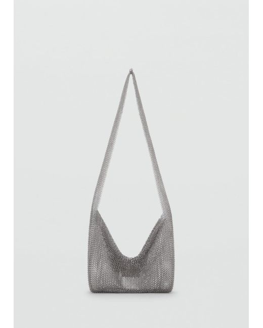 Mango Metal Mesh Shoulder Bag in Blue | Lyst