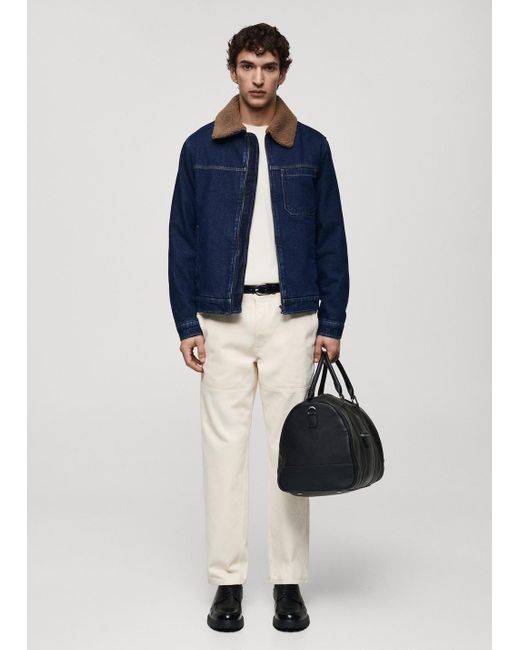 Mango Denim Jacket With Shearling Lining in Blue for Men | Lyst UK