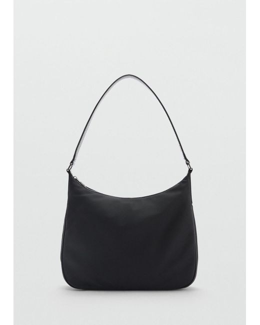 Mango Medium Nylon Shoulder Bag in Black | Lyst