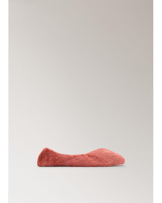 Mango Faux-Fur Ballerina Flats in Pink | Lyst