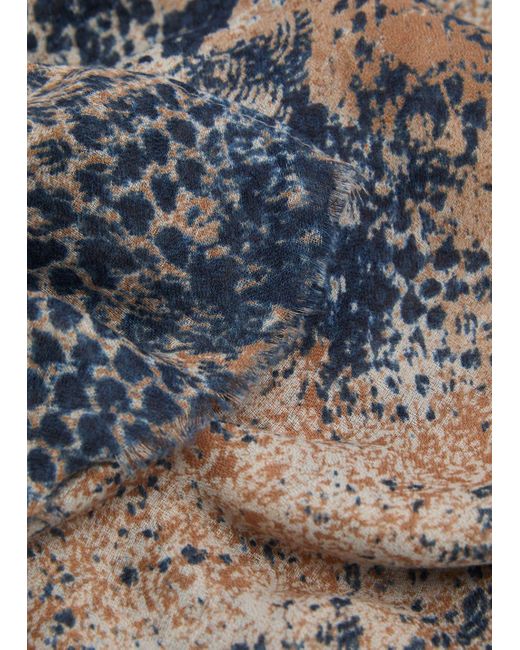 Mango Animal-Print Scarf in Blue | Lyst UK