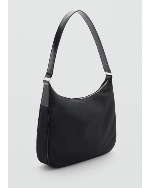 Mango Medium Nylon Shoulder Bag in Black | Lyst