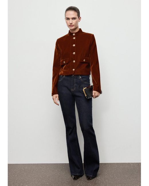 Mango Velvet Jacket With Buttons in Orange | Lyst