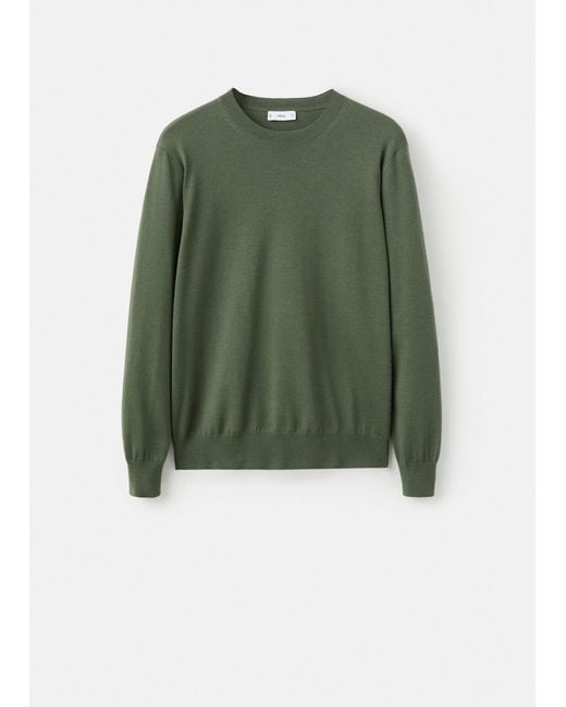 Mango 100% Merino Wool Crew Neck Sweater in Green for Men | Lyst