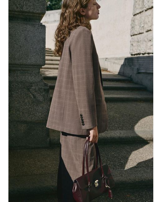 Mango Check Suit Jacket in Gray | Lyst