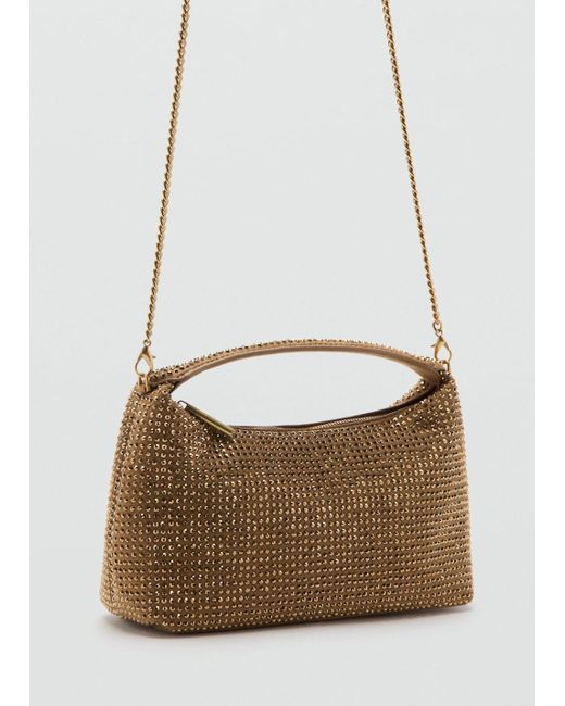 Mango Handbag With Rhinestones in White | Lyst UK