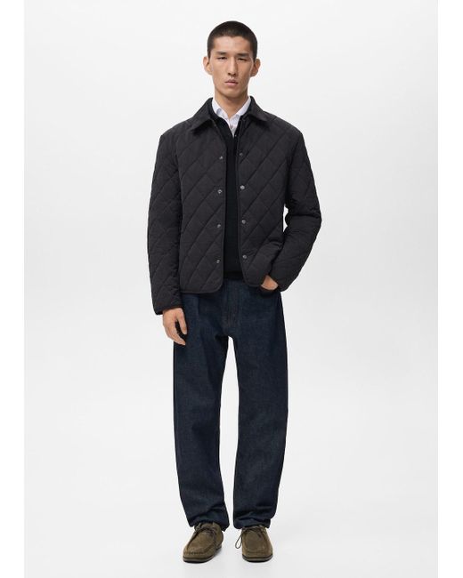 Mango Quilted Water Repellent Jacket in Blue for Men | Lyst UK