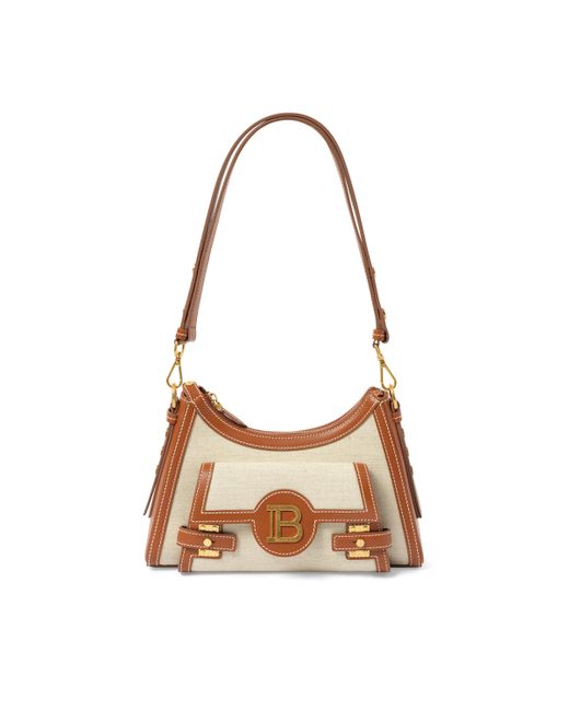 Balmain B-Buzz Hobo Canvas & Leather Shoulder Bag, Natural/ 100% Cotton ...