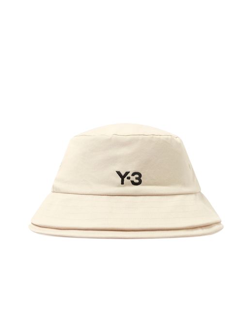 Y-3 Folded 3 Stripe Bucket Hat, 100% Cotton in Natural for Men | Lyst
