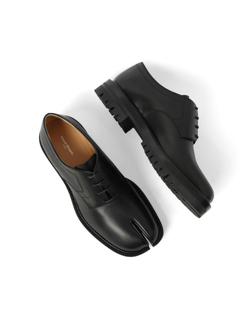 Maison Margiela Tabi County Lace-Up Shoes, 100% Calf Leather in Black ...