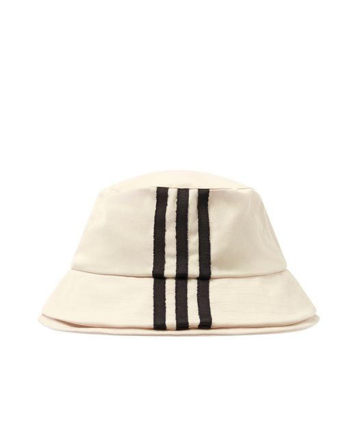 Y-3 Folded 3 Stripe Bucket Hat, 100% Cotton in Natural for Men | Lyst