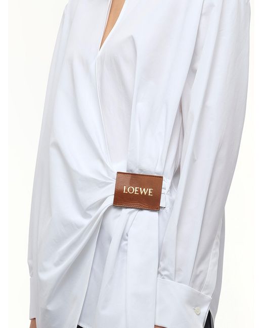 Loewe Draped Logo Shirt, 100% Cotton in White | Lyst