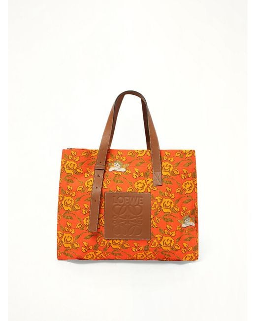 Loewe X Paula Print Tote, 100% Leather in Orange | Lyst