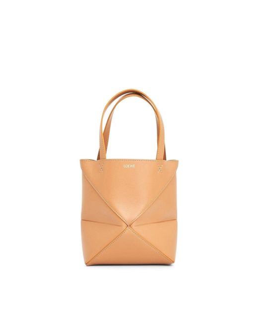 Loewe Mini Puzzle Fold Tote Bag, 100% Vacuno-Calf Skin in Orange | Lyst
