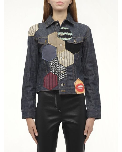 Loewe Patch Denim Jacket in Gray | Lyst