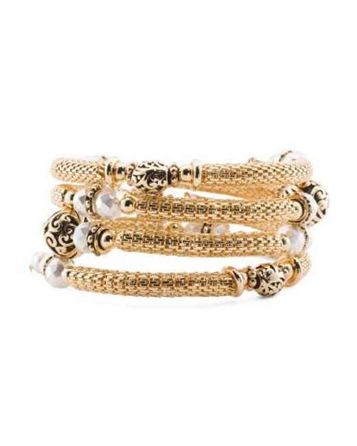 Marshalls Plated Faux Pearl Bead Coil Bracelet For in Metallic | Lyst