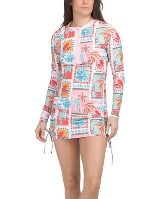 Marshalls Long Sleeve Mock Neck Half Zip Rash Guard Swim Dress For in ...