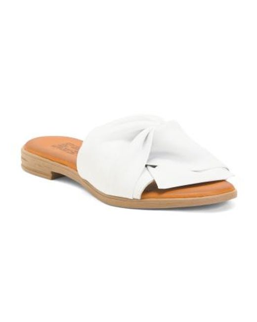 Marshalls Leather Knot Slide Sandals For in White | Lyst