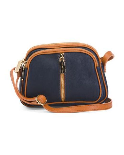 Marshalls Leather Square Crossbody With Center Zip Closure For in Blue ...
