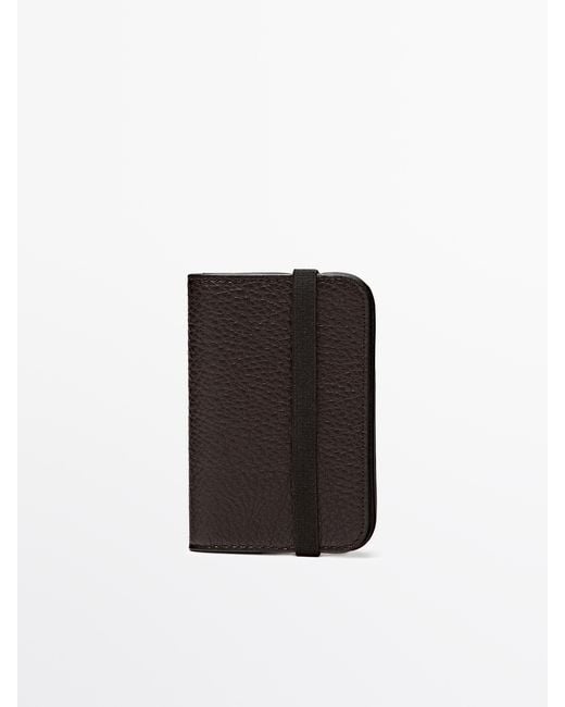 MASSIMO DUTTI Nappa Leather Card Holder With Flap in Black for Men ...