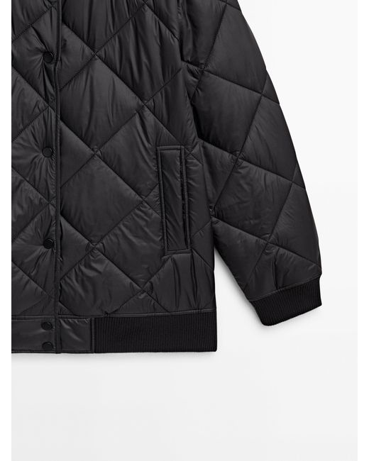 Massimo Dutti Quilted Bomber Jacket In Black Lyst