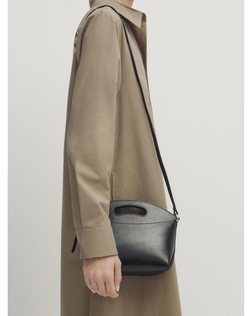 MASSIMO DUTTI Nappa Leather Mini Crossbody Bag in Black | Lyst
