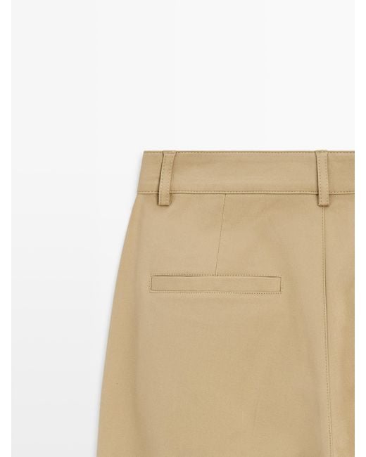 MASSIMO DUTTI Straight-Leg Trousers With Pleated Detail in Natural ...
