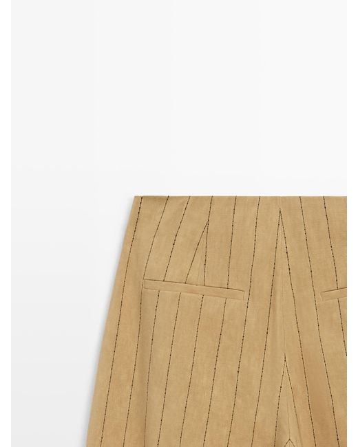 MASSIMO DUTTI Darted Wide-Leg Pants in Natural | Lyst
