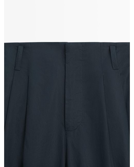 MASSIMO DUTTI Cotton Barrel Fit Pants With Darts in Blue | Lyst UK