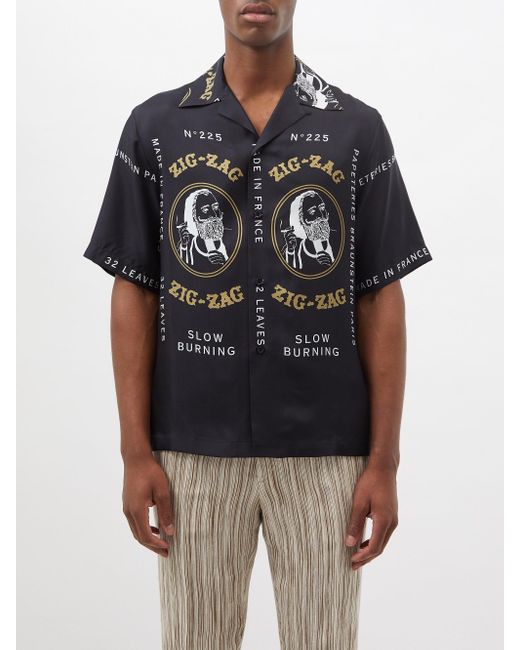Amiri X Zig-zag Printed Silk-twill Shirt in Black for Men | Lyst Amiri X Zig-zag Printed Silk-twill Shirt in Black for Men | Lyst