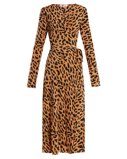 Diane Von Furstenberg Leopard Print Silk Wrap Dress Lyst