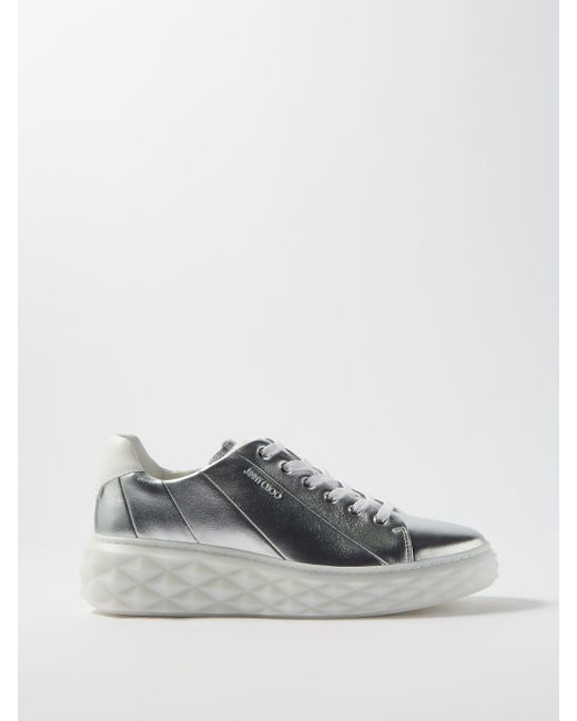 Jimmy Choo Diamond Light Maxi Metallic Leather Trainers Lyst Uk