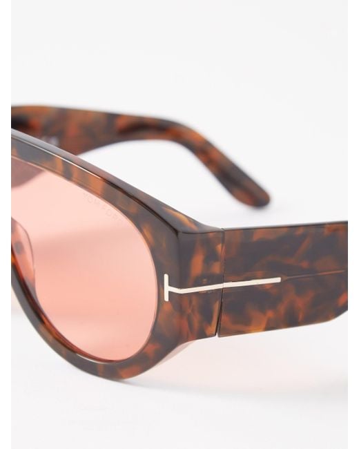 Tom Ford Bronson Aviator Tortoiseshell Acetate Sunglasses In Pink Lyst