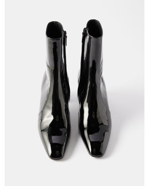 Saint Laurent Xiv Patent-leather Boots in Black for Men | Lyst