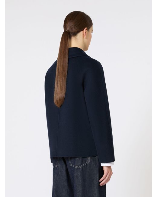 Max Mara Short Wool And Cashmere Jacket in Blue | Lyst