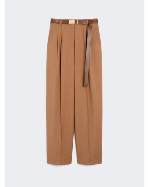 Max Mara Woollen Cloth Trousers in Brown | Lyst