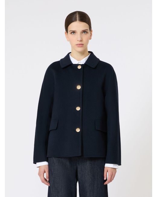 Max Mara Short Wool And Cashmere Jacket in Blue | Lyst